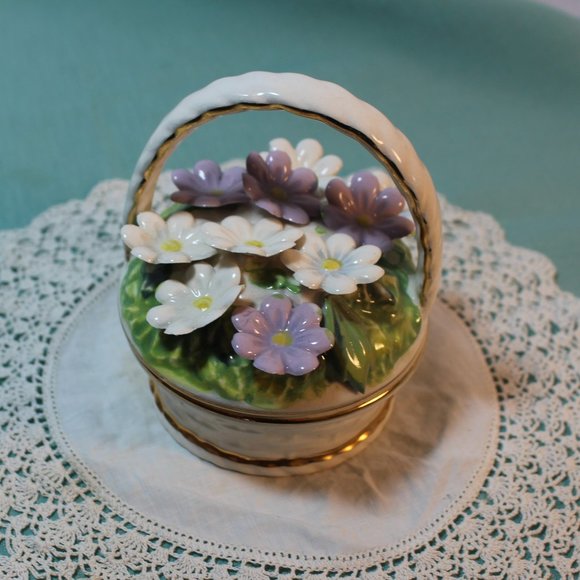 Ucagco | Accents | Vintage Ucagco Ceramics Japan Flower Basket Trinket ...